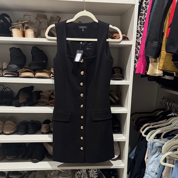 rag & bone | Dresses | Rag Bone Black Mini Dress With Gold Buttons ...